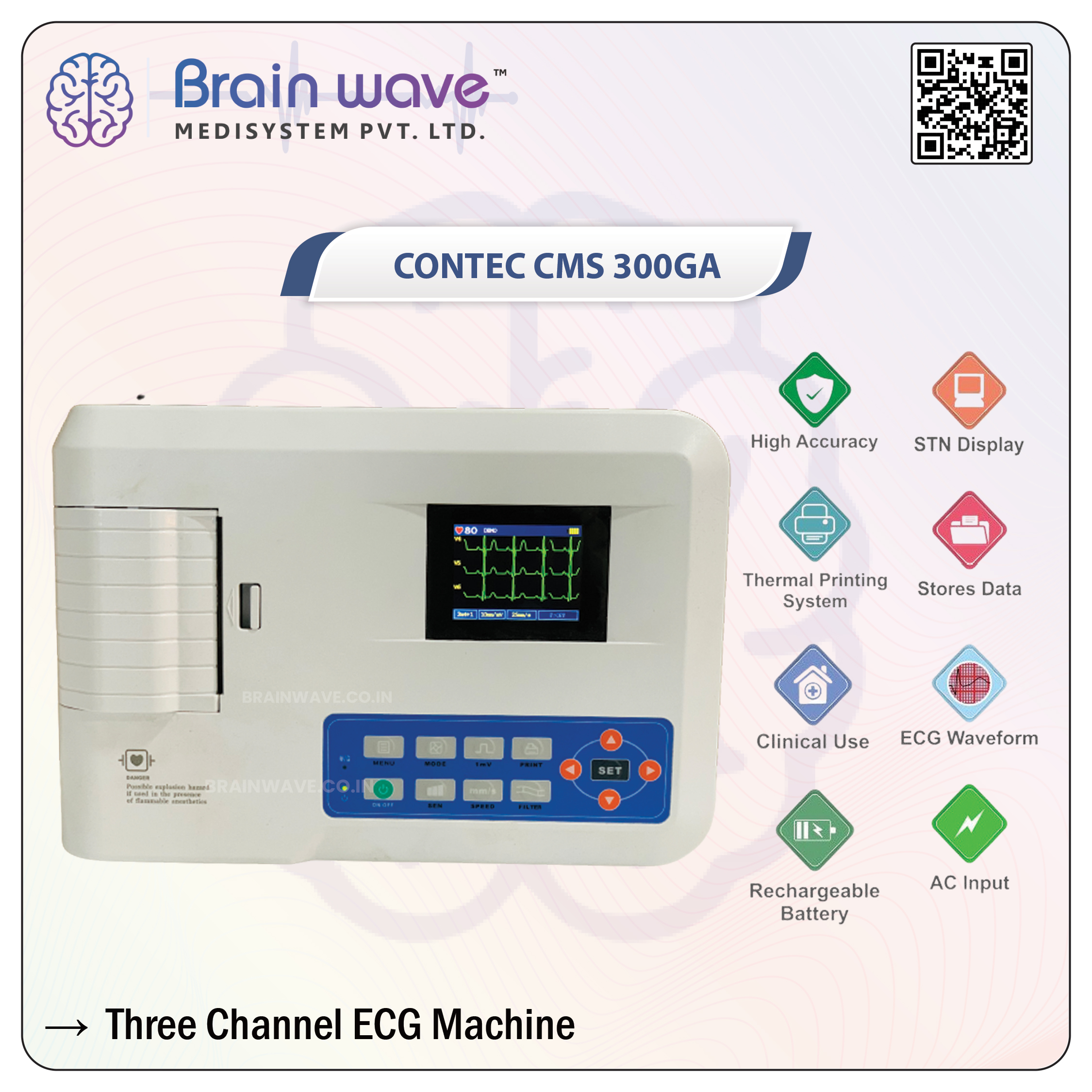 Contec 3-Channel ECG Machine 300GA