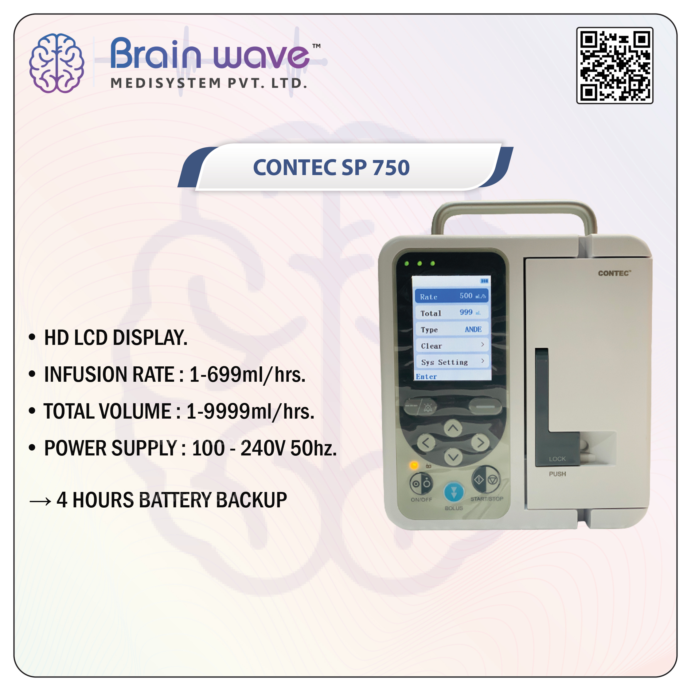 Contec Infusion Pump SP 750 - Brain Wave Medisystem Pvt. Ltd